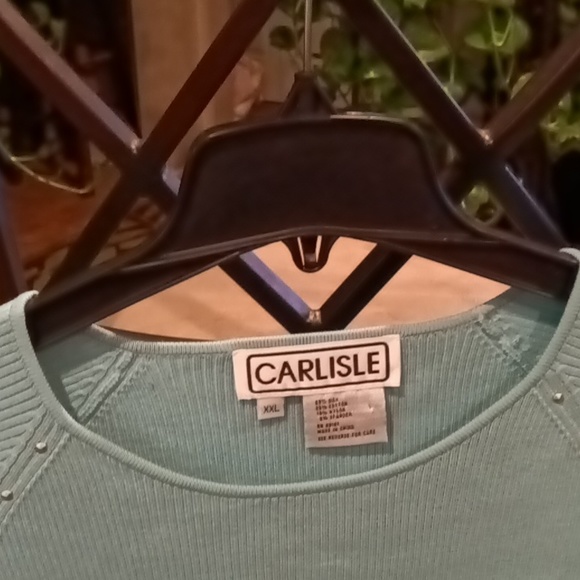 Carlisle | Tops | Final Price Nwt Carlisle Green Ribbed Blouse W ...